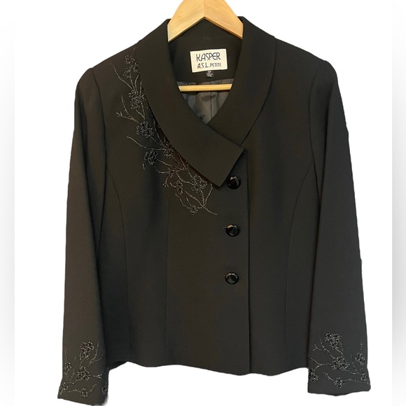 Kasper | Jackets & Coats | Kasper Asl 8 Petite Suit Jacket Black ...